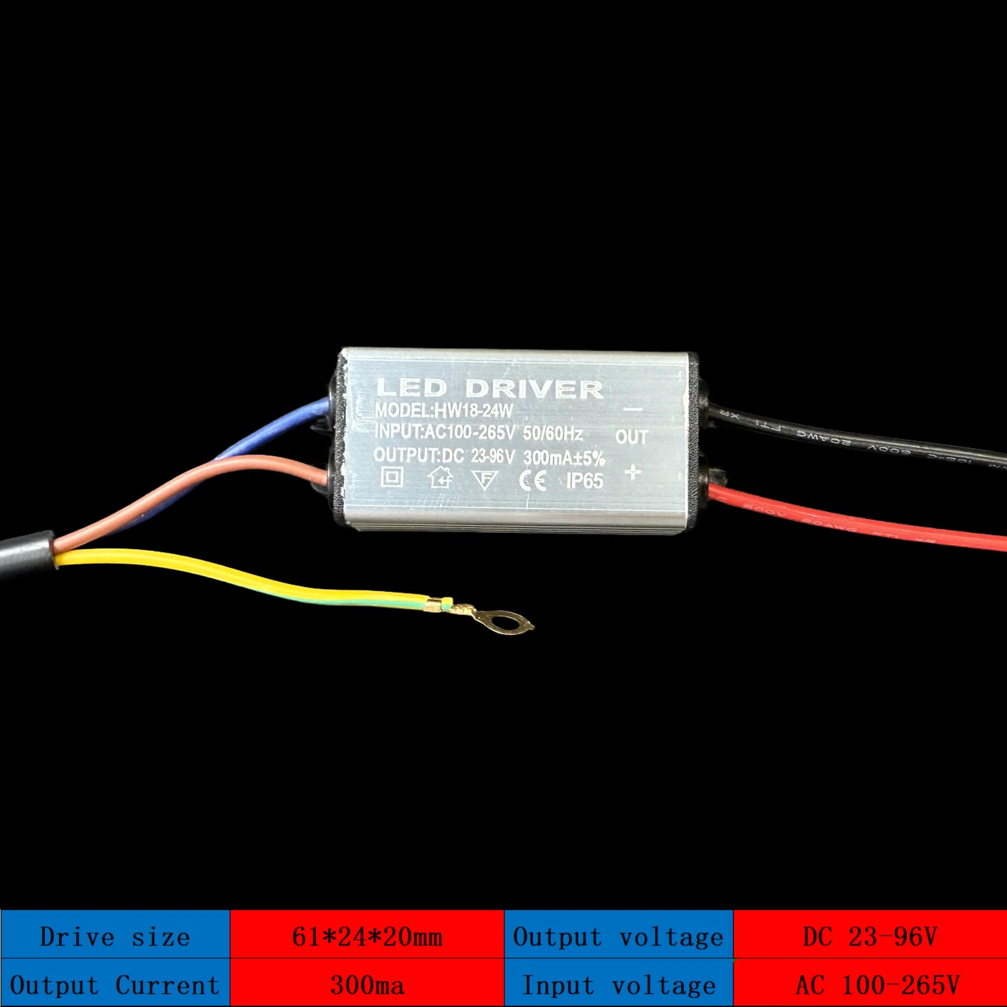 Драйвер LED 18-24W 23-96V 300mA 100-265V