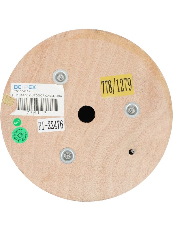Кабель сетевой FTP, cat.5E, 4 пары, 0.51мм, алюминий омедненный, 305м черный