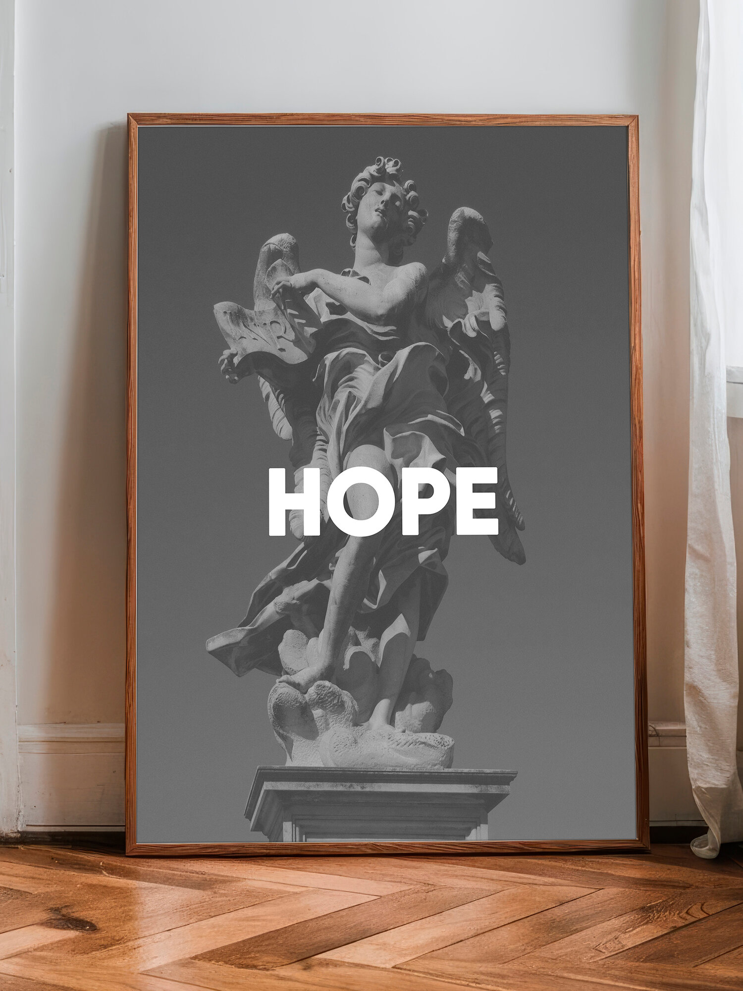 Постер плакат Ангел INRI, Рим HOPE - 50х70, скульптуры и современное искусство с надписями для интерьера Casa Paterna