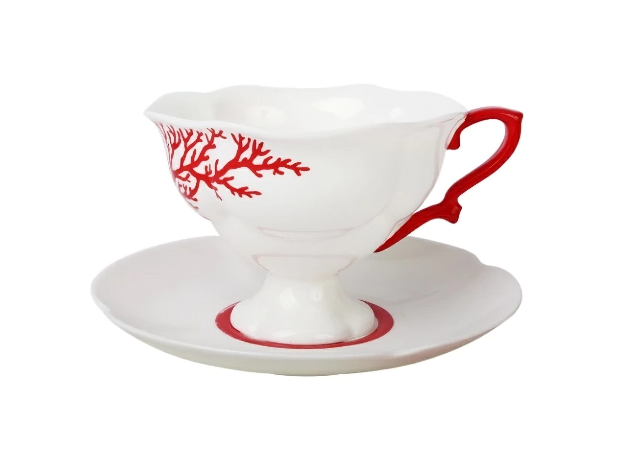 Чашка с блюдцем ИФЗ Наташа, Коралл, 220мл, костяной фарфор 81.17717.00.1