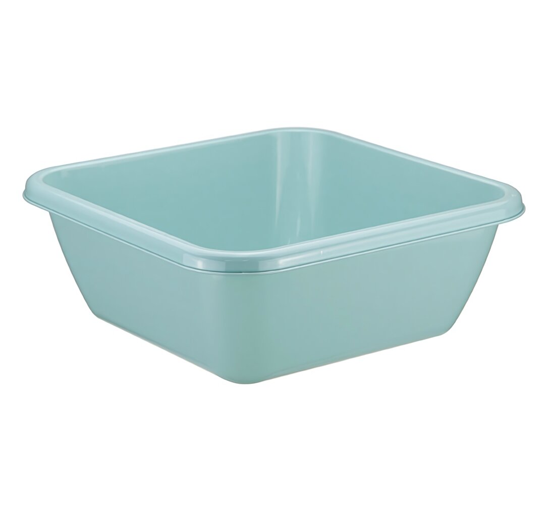 Таз квадратный «М2578» 12л, цвет морская волна, ребра жесткости для прочности