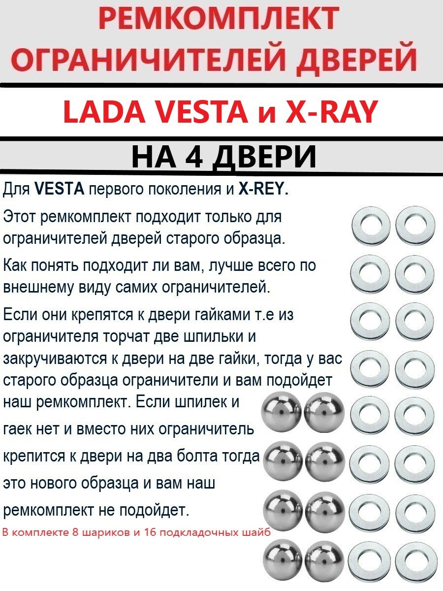 Ремкомплект ограничителей дверей на (4 двери) для Лада Веста Lada Vesta/Cross/ Sport, Lada X-RAY/X-RAY Cross