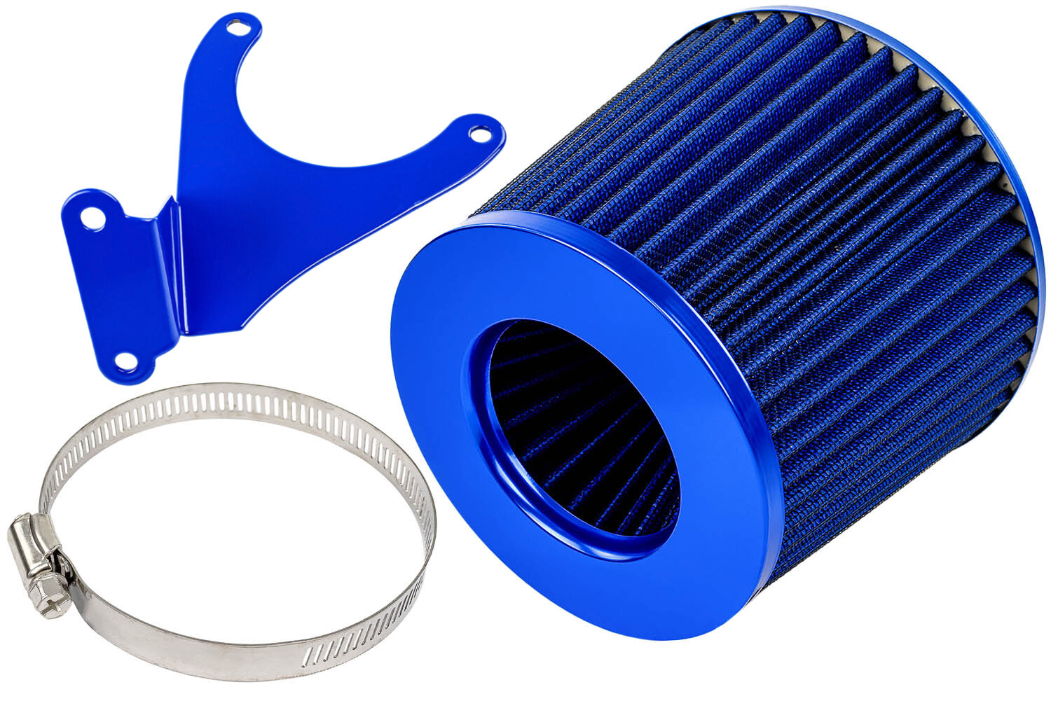 Синий воздушный фильтр нулевого сопротивления MR с синим кронштейном Sal-Man для 16-клапанных ВАЗ 2110-2112, 2113, 2114 (Супер-Авто), Лада Гранта, Гранта FL, Калина, Калина 2, Приора