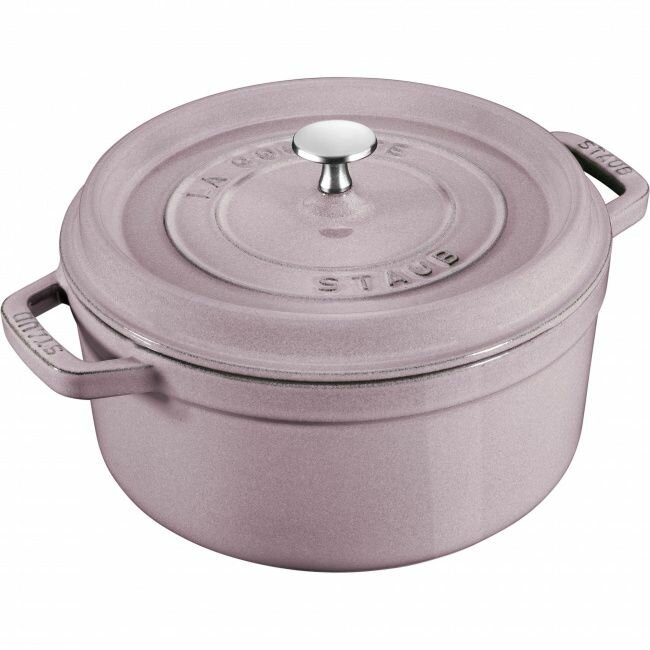 Кастрюля с крышкой STAUB Cocotte, чугунная, диаметр 24 см, цвет светло-розовый, 40508-859-0