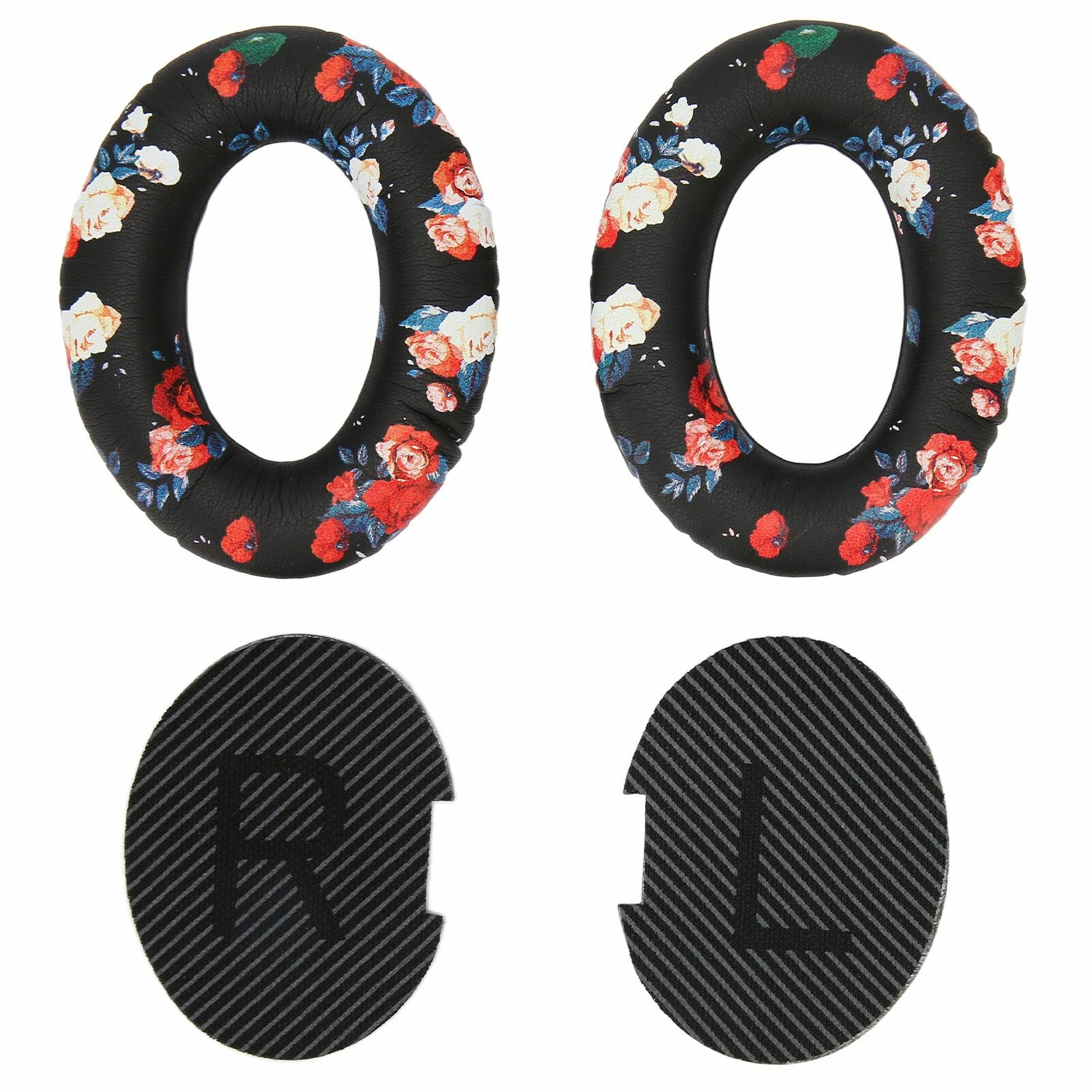 Амбушюры для Bose QC35/QC25/AE2 (черные, кожа, с принтом)