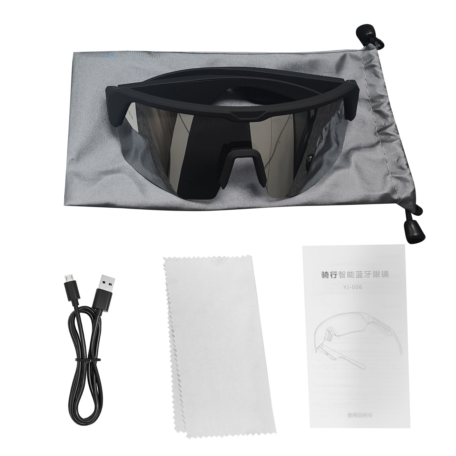 Умные очки для езды на велосипеде, беспроводные музыкальные наушники, очки с BT Music/Call, защита от ультрафиолета, гибкая оправа для занятий спортом на открытом воздухе, езда, бег, вождение, перезаряжаемый серебристый тип C