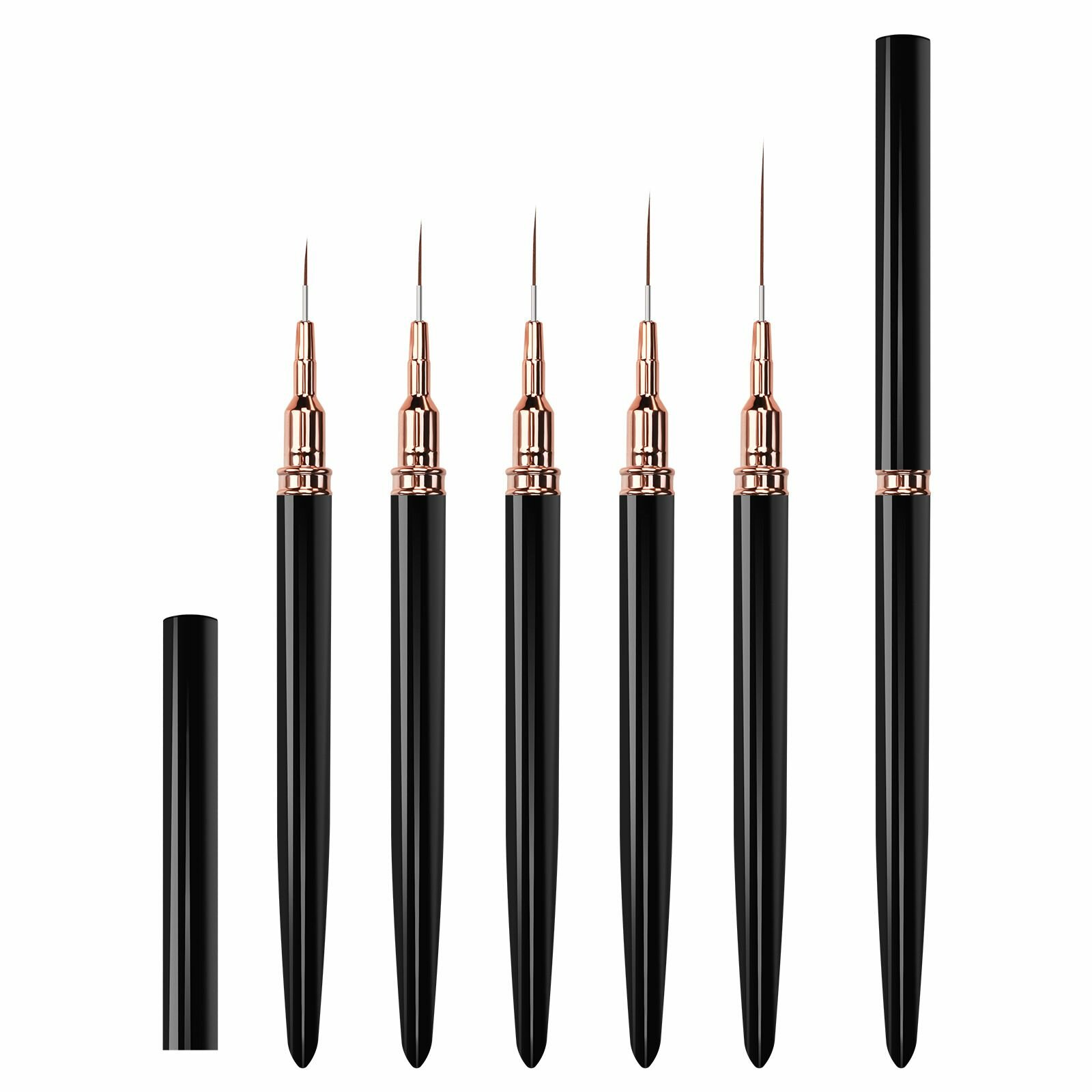 Набор из 5 кистей для маникюра с прочным пластиковым корпусом и нейлоновой головкой