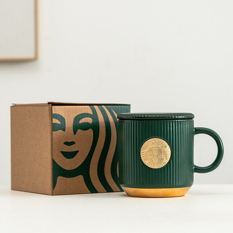 Темно-зеленый вертикальный стакан Starbucks, 340 мл