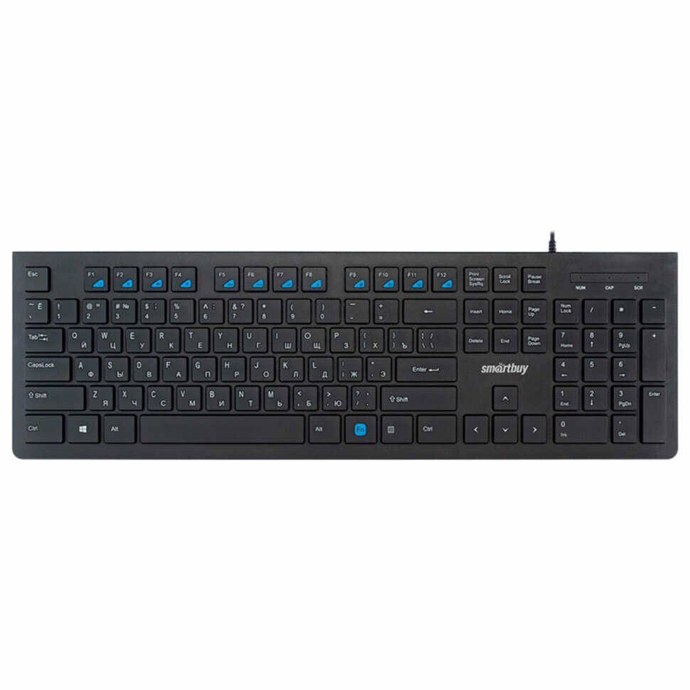 Клавиатура проводная SMARTBUY SLIM 206, USB, 104 клавиши, черная, SBK-206US-K, 514309