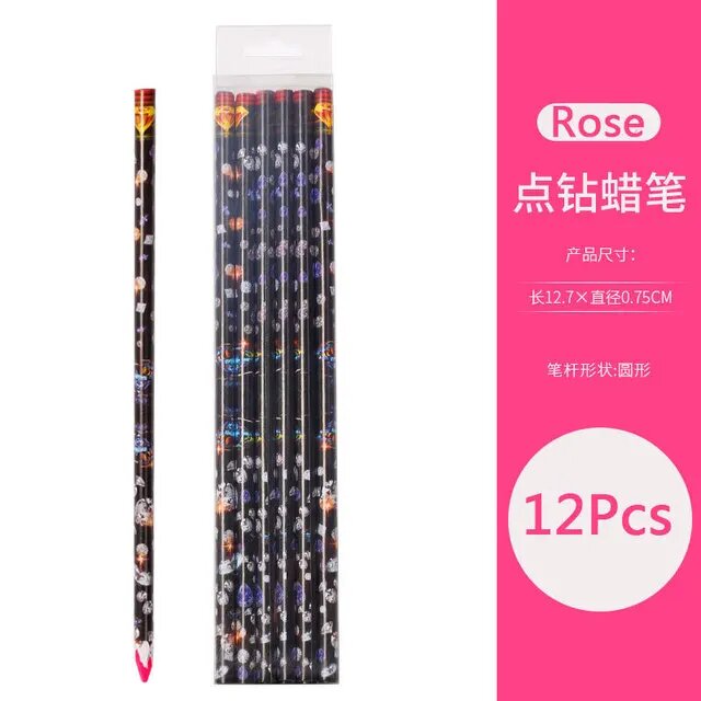 Набор для маникюра 12 шт. карандаши восковые 3 цвета 12Pcs Pink