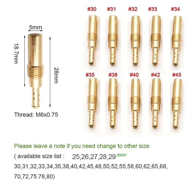 10 шт. настраиваемые основные жиклеры карбюратора определенного размера, медленные пилотные жиклеры M4 M5 M6 для PWK Mikuni Keihin DellOrto FCR type B