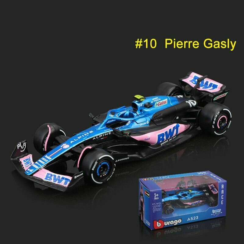 Модель Bburago 1:43 BWT Alpine A523 F1 Team обычная версия 2023 #10 Gasly #31 Ocon, литая под давлением машина из сплава