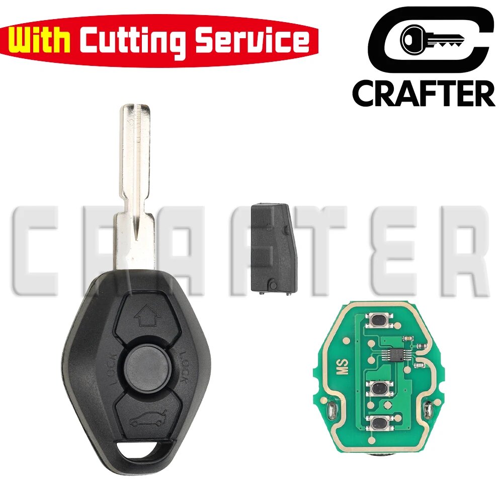 Crafters с режущей сервисом LX8FZV 315/433 МГц ID44 7935 Лезвие чипа HU58/HU92 Удаленный автомобильный ключ для BMW E38 E39 E46 X3 X5 Z4 EWS 433 MHz With KeyCut, Blade HU58