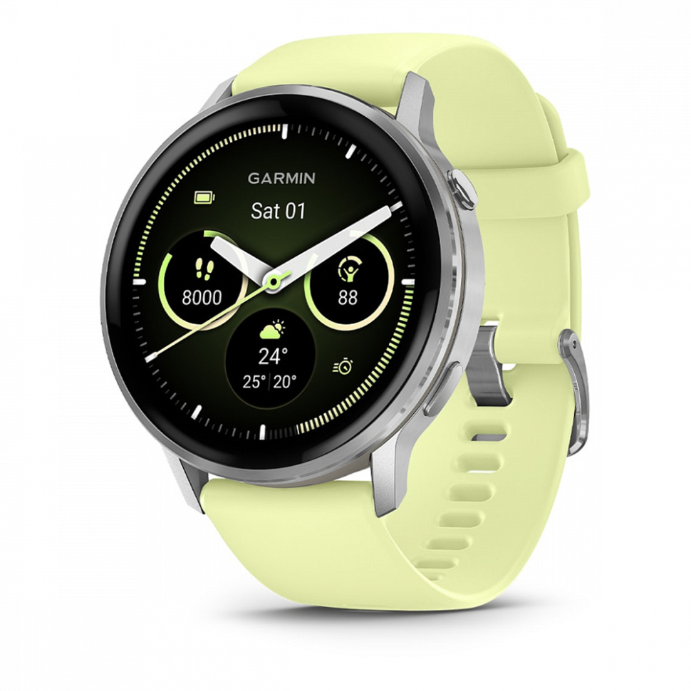 Часы Garmin Venu 4 45 мм Silver with Citron Silicone Band (010-03014-02)