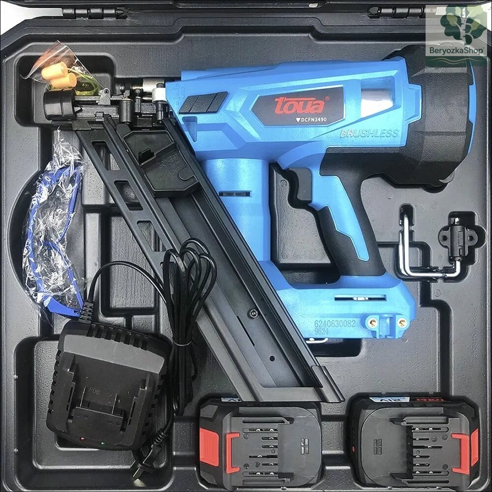 Аккумуляторный Монтажный гвоздезабивной пистолет по дереву TOUA DCFN3490, 2 аккумулятора-haide1