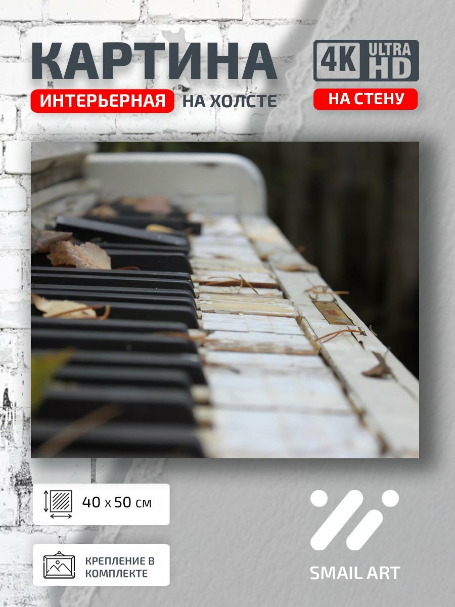 Картина на холсте интерьерная 40 на 50 на стену Пианино Mood для студии атмосфера интерьер