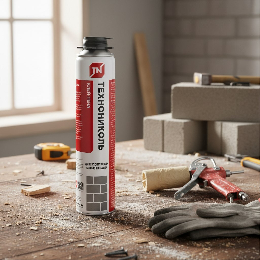 Клей-пена Технониколь для газобетонных блоков и кладки, всесезонная, 0.9 кг