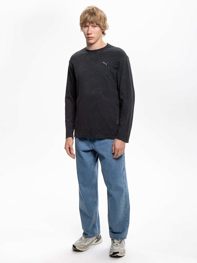 Лонгслив PUMA с длинным рукавом Relaxed Dye Tee, размер 50-52, , черный — фото 1