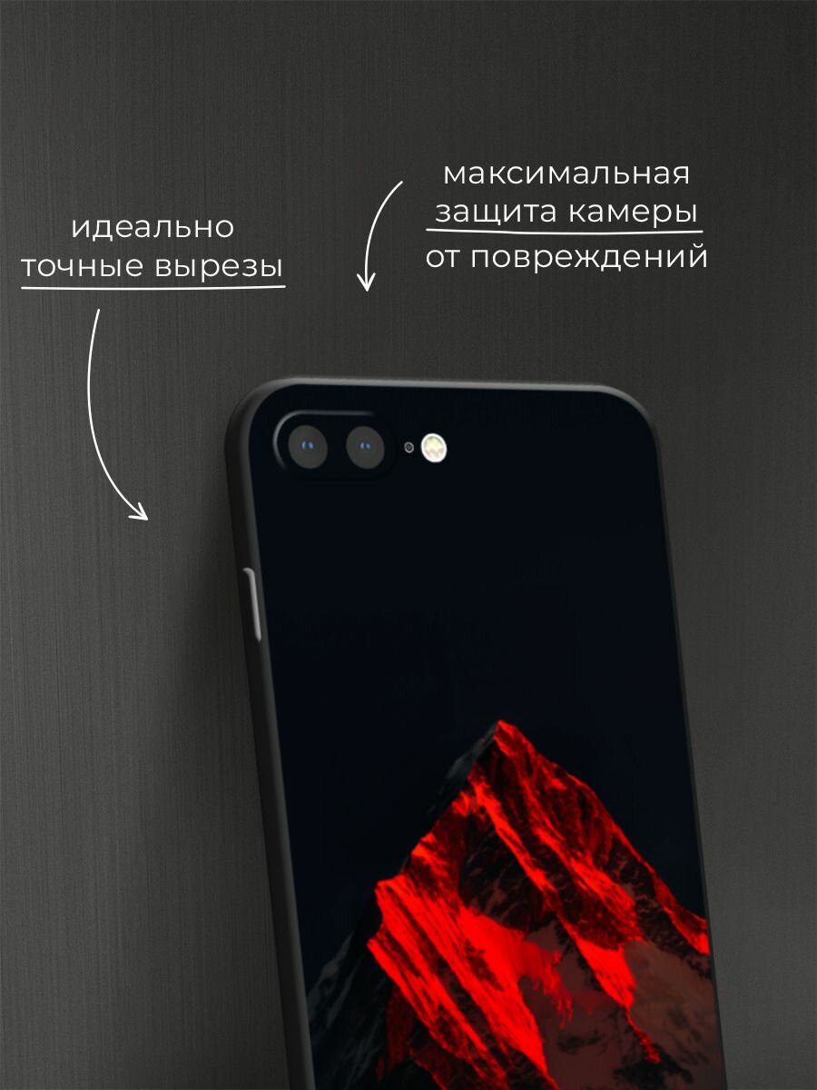 Черный матовый чехол на Apple iPhone 7 Plus / Айфон 7 Плюс с принтом Красная гора — фото 1
