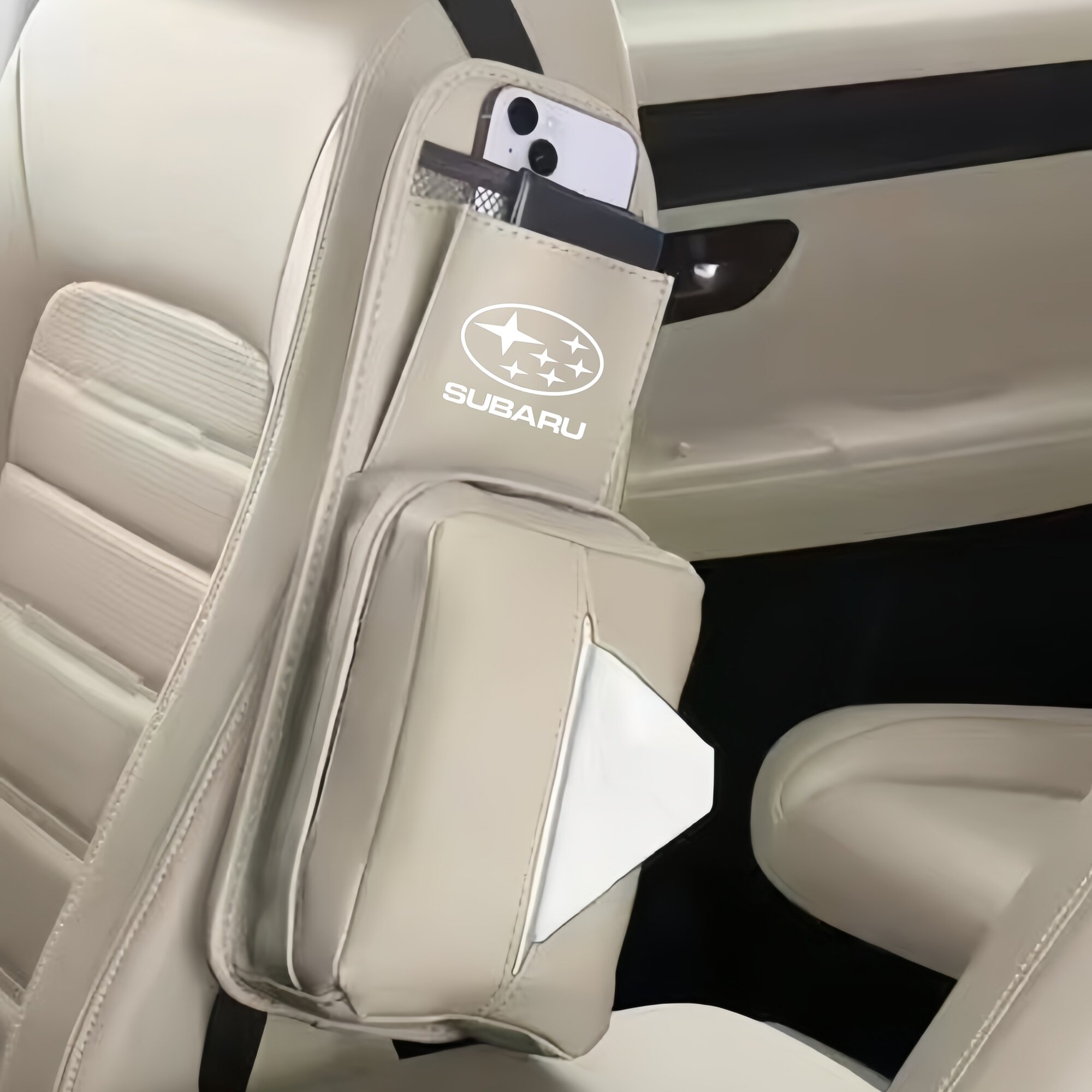 Сумка для хранения автокресла Subaru, многофункциональная, подвесная, бежевая, 1 шт.