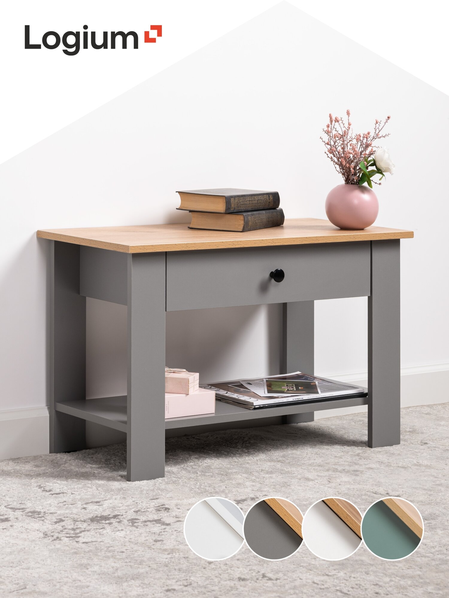 Тумба, журнальный столик Марсель 13.251.01 Серый шифер, Дуб золотой CRAFT