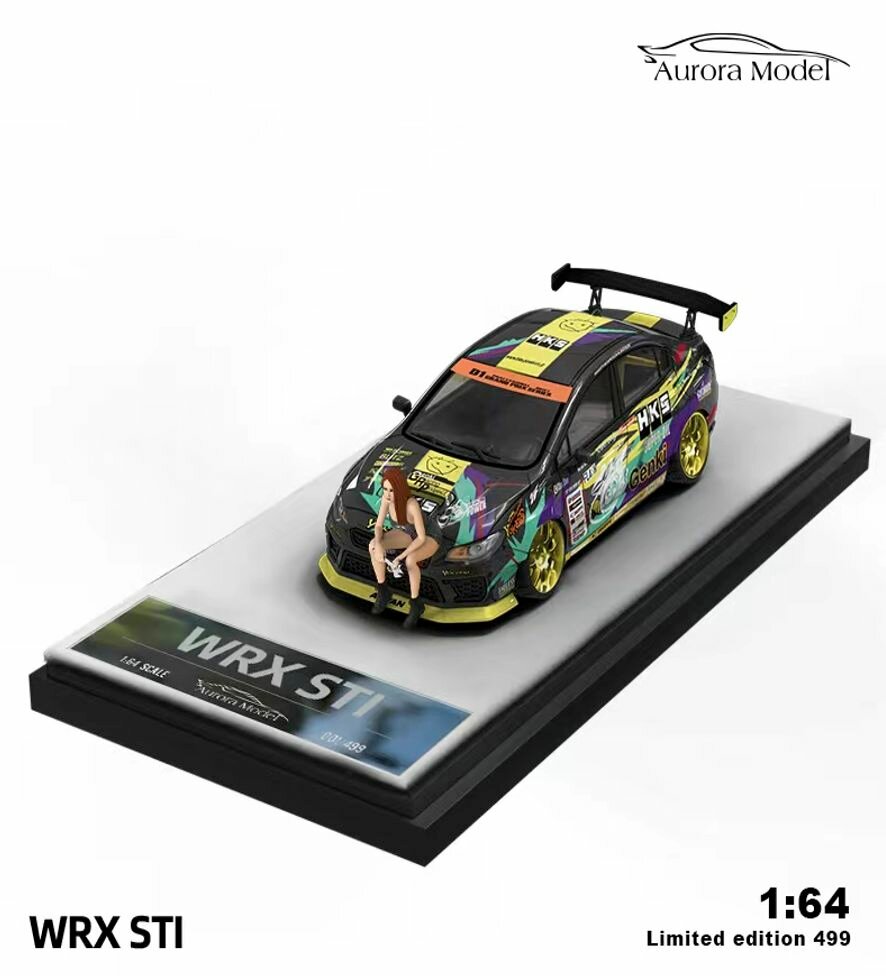 Коллекционная машинка Aurora Model 1:64 Subaru WRX STI HKS with figure