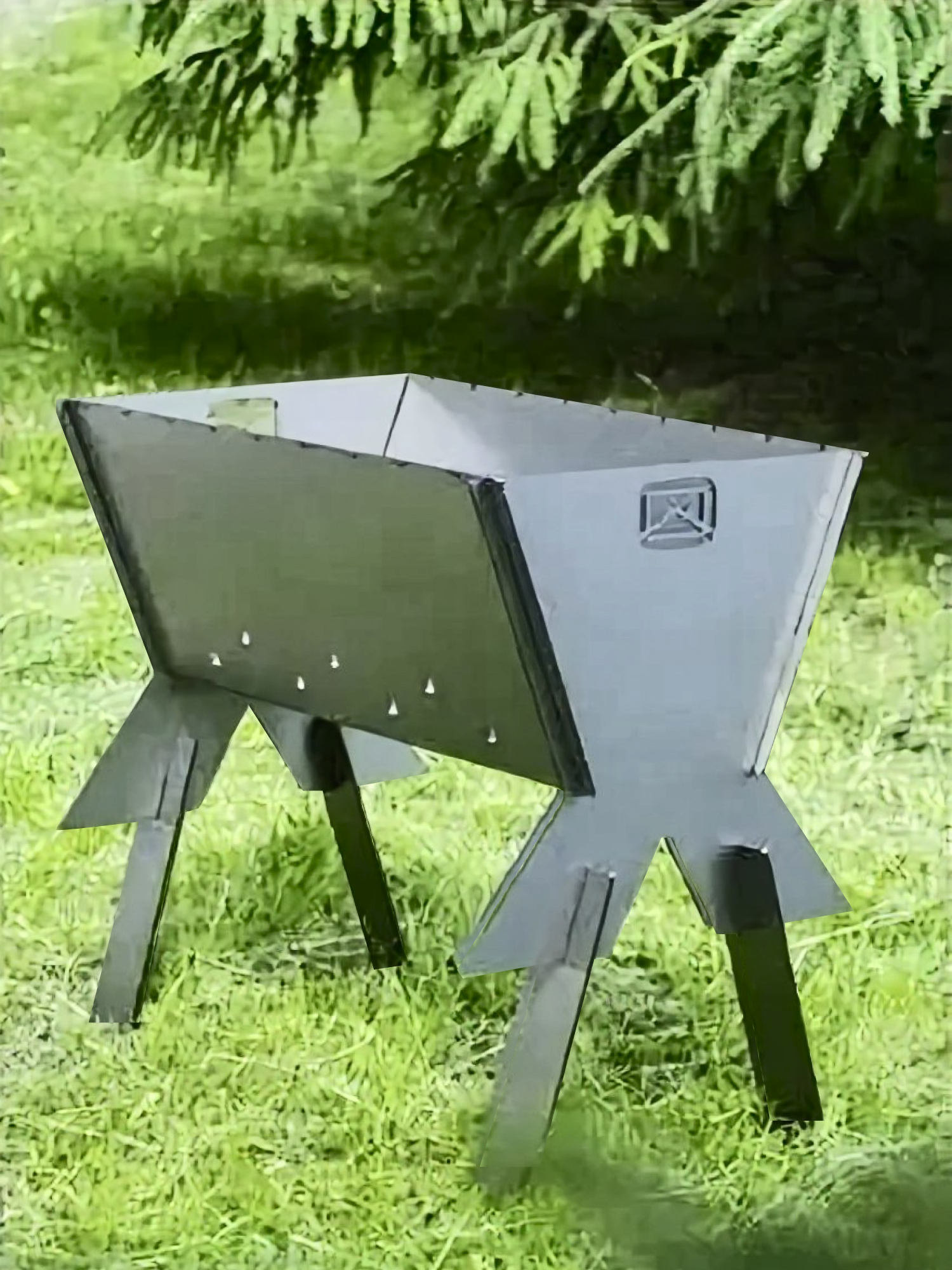 Мангал разборный большой Теплодар, нержавеющая сталь, черный