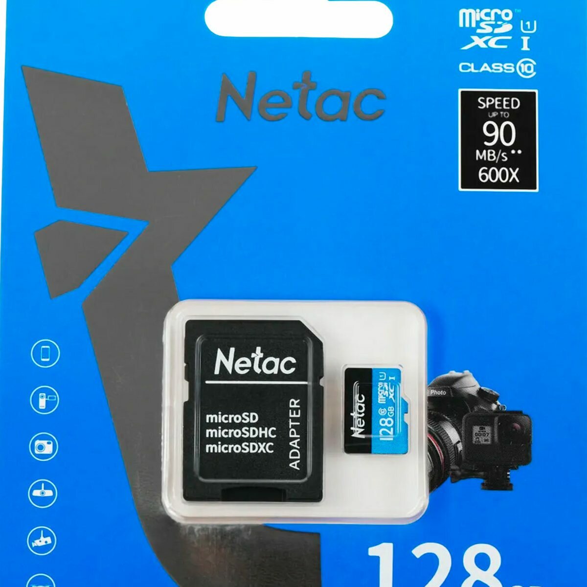 Карта памяти microSDXC 128 ГБ, NETAC P500 Standard, UHS-I U3, 128 Мб/с (class 10) (NT02P500PRO-128)