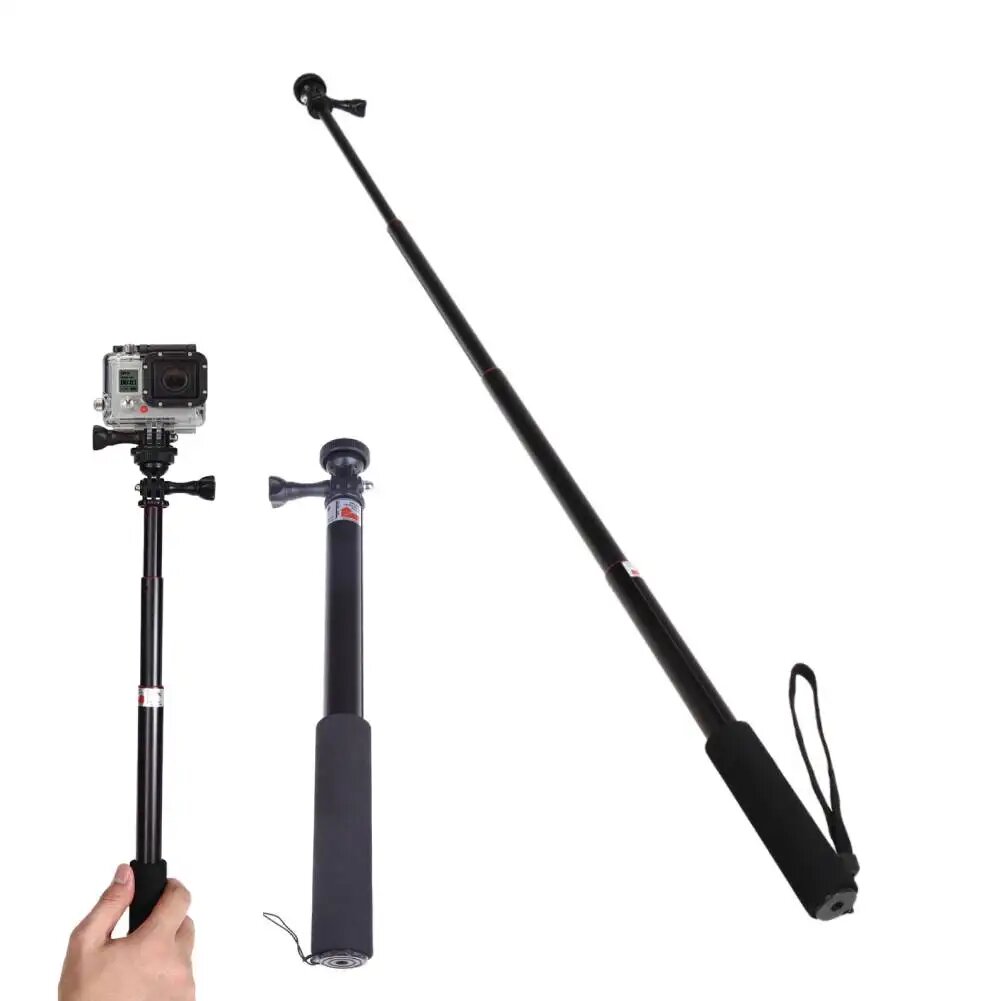 Водонепроницаемый телескопический штатив-монопод для камер GoPro, ручная палка для селфи с регулируемым креплением и ремешком на запястье