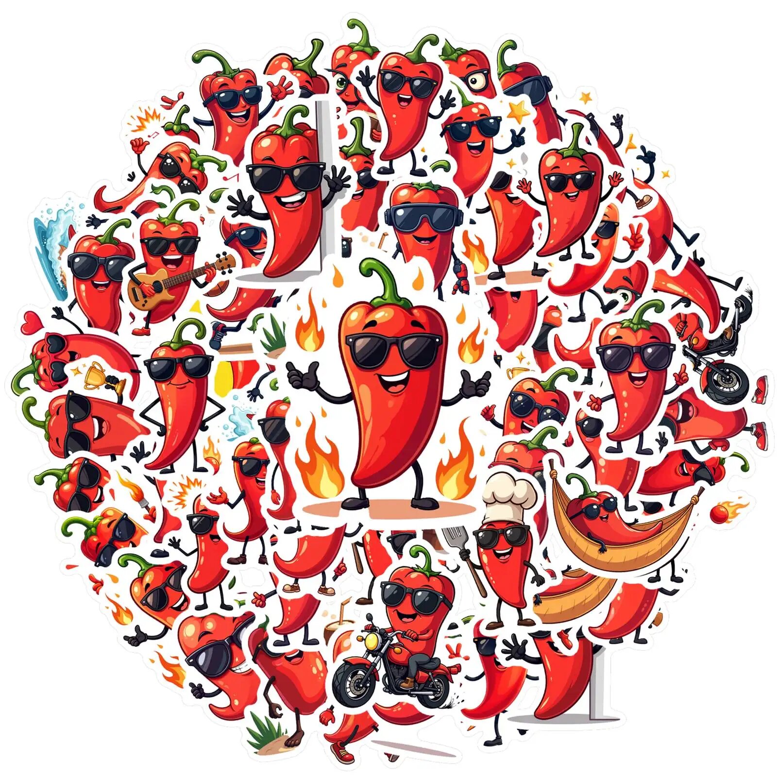 Юмористические наклейки с персонажами мультфильмов и перцем чили 2A-35pcs