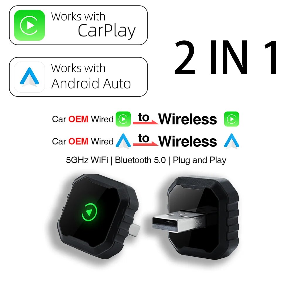 Беспроводной Адаптер Carplay Android Auto 5 ГГц Wi-Fi Quick Connect AI Box OTA Обновление Для VW Citron Volvo Opel BMW OEM Radio