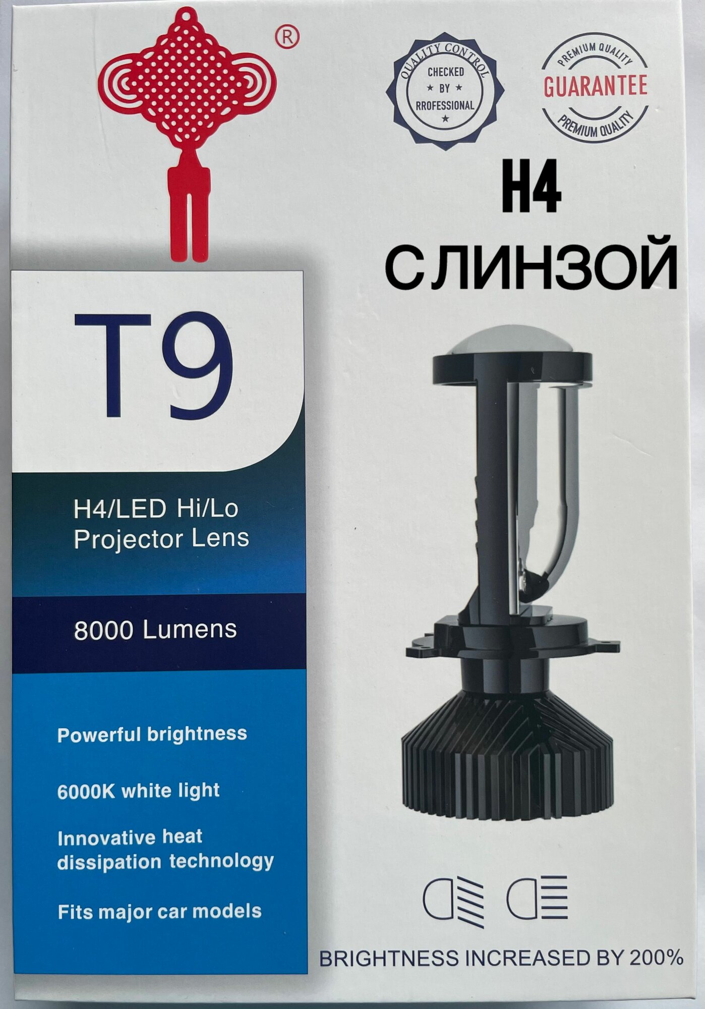 Светодиодные лампы автомобильные H4 с линзой, led лампы с обманкой, 2 шт.