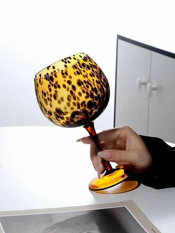 Стильный бокал для красного вина с леопардовым принтом 2 шт.