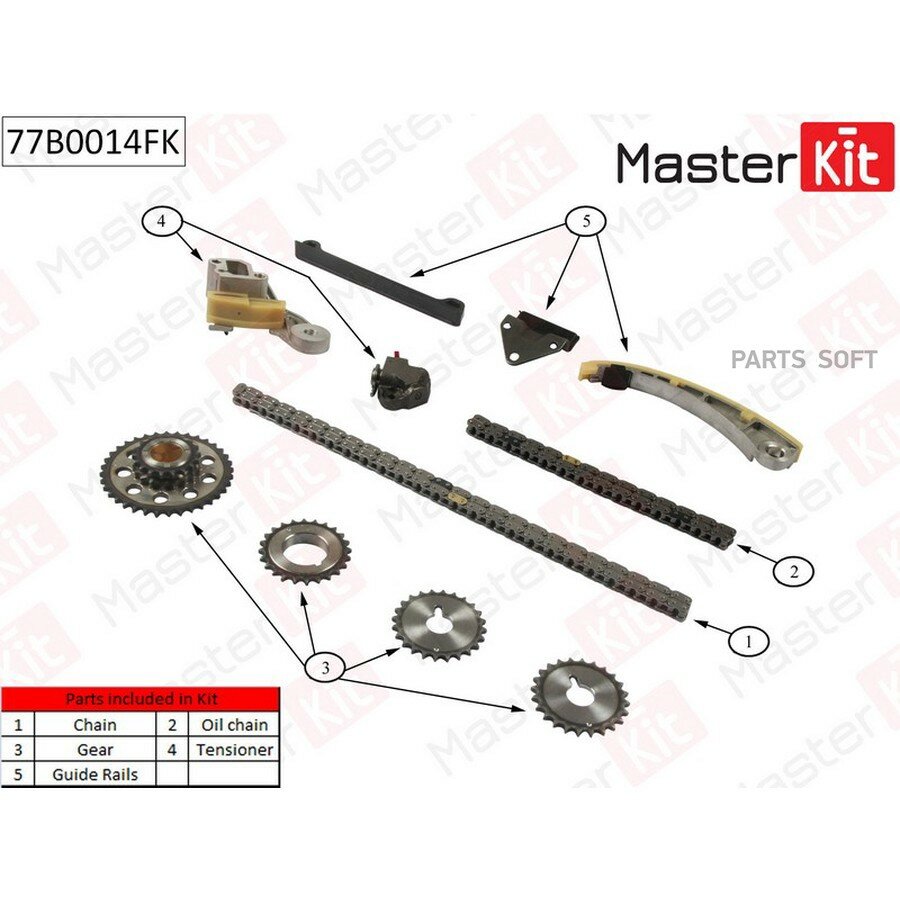 Комплект цепи ГРМ SUZUKI Grand Vitara 2.0 5DR J20A от официального дистрибьютора, MASTERKIT, артикул 77B0014FK