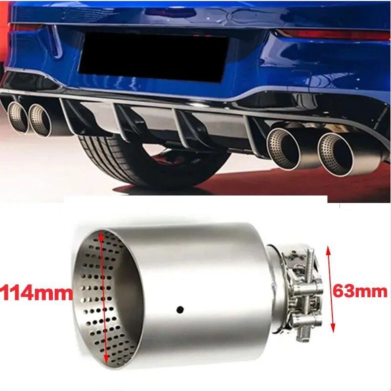 QMTI Глушитель, диаметр 63 мм, длина 180 мм арт. насадка на глушитель 63мм Подходит для BMW VW