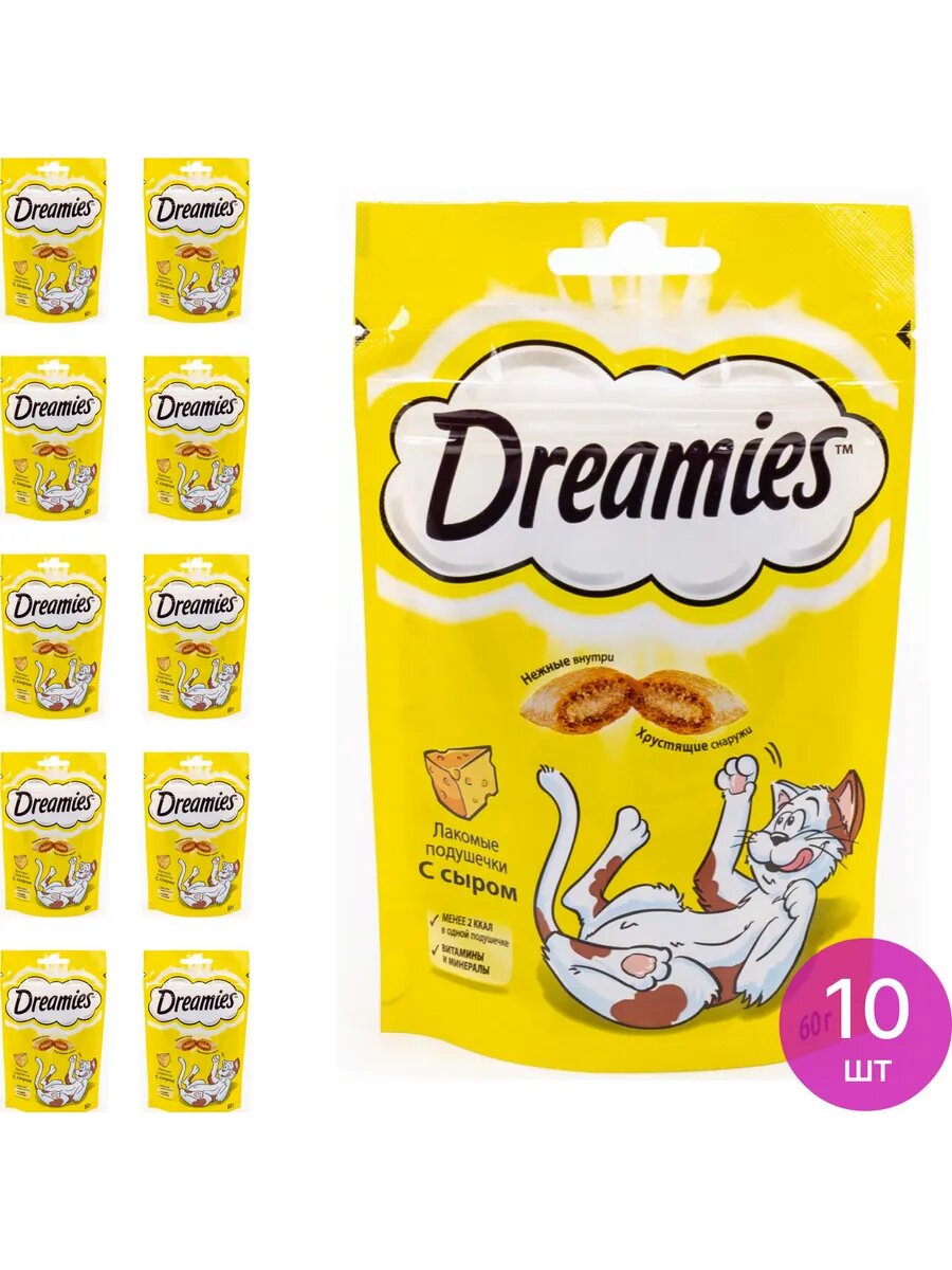 Лакомства для кошек Дримс подушечки с сыром, 60г, 10 шт