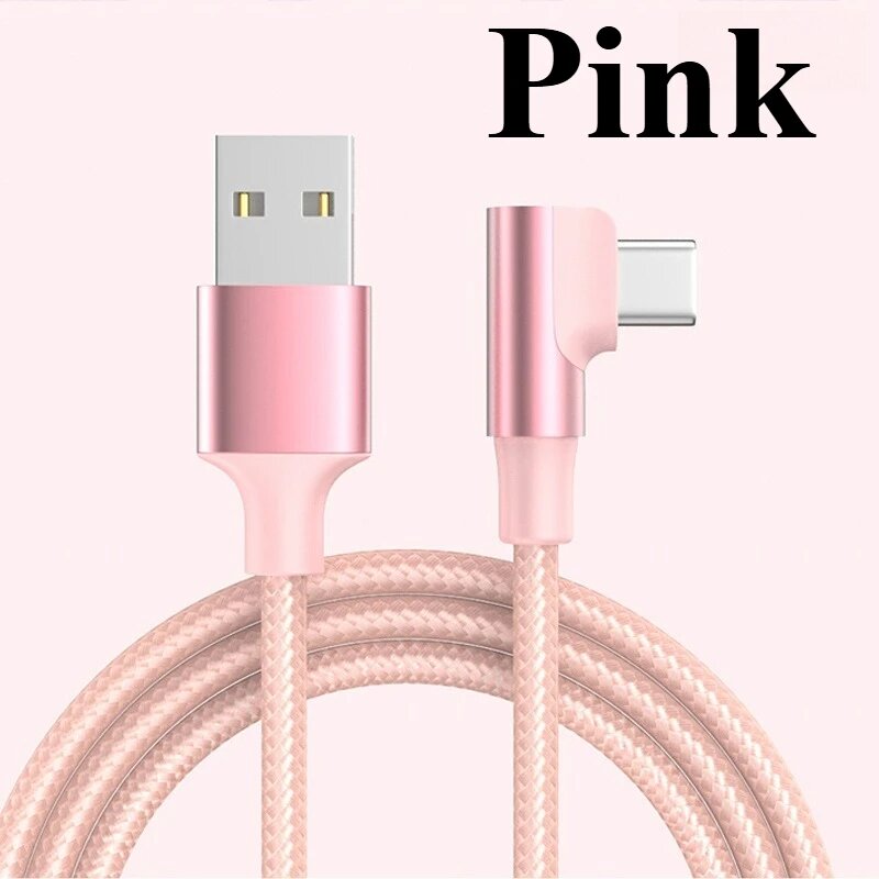 Угловой кабель для мобильных игр USB-C, кабель для быстрой зарядки передачи данных, 1 м, Pink