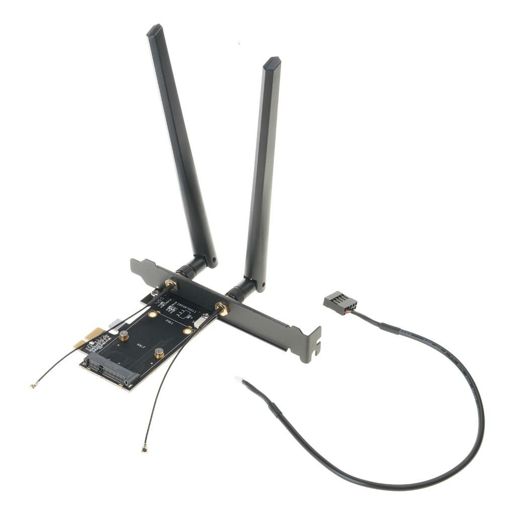 Адаптер Mini PCI-E на PCI-E 1X-16X с антенной 2.4 ГГц, Черный