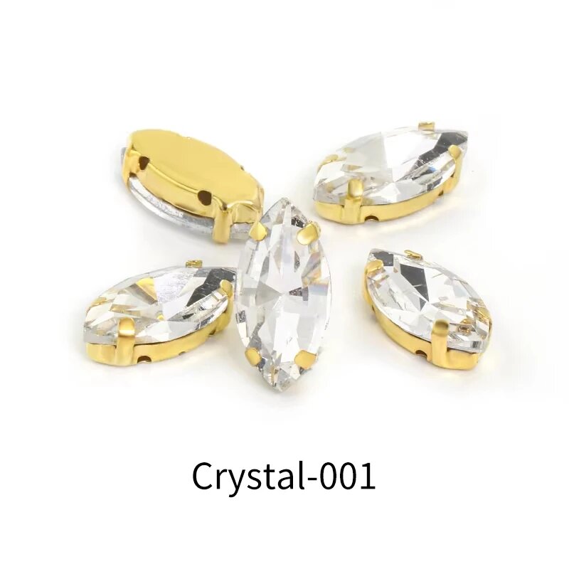 Стразы для шитья PIPATIAN 5x10mm 50pcs, golden 001