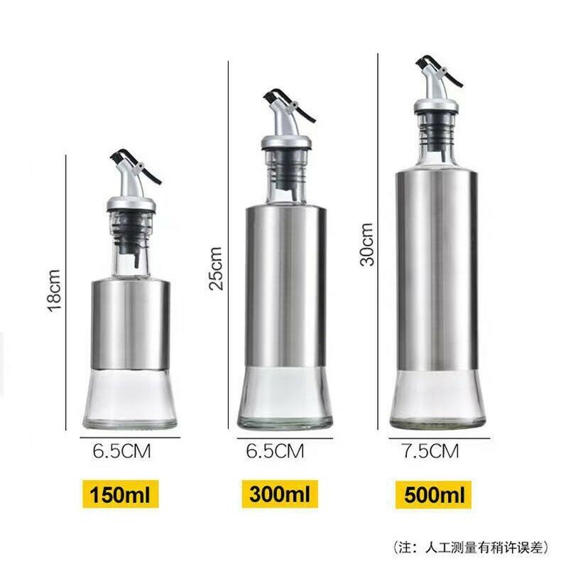 Оптовая продажа стальных масляных бутылок для дома, кухни, герметичная стеклянная масляная емкость, пресс-тип для соевого соуса, уксуса, приправ, маленькая емкость для кунжутного масла