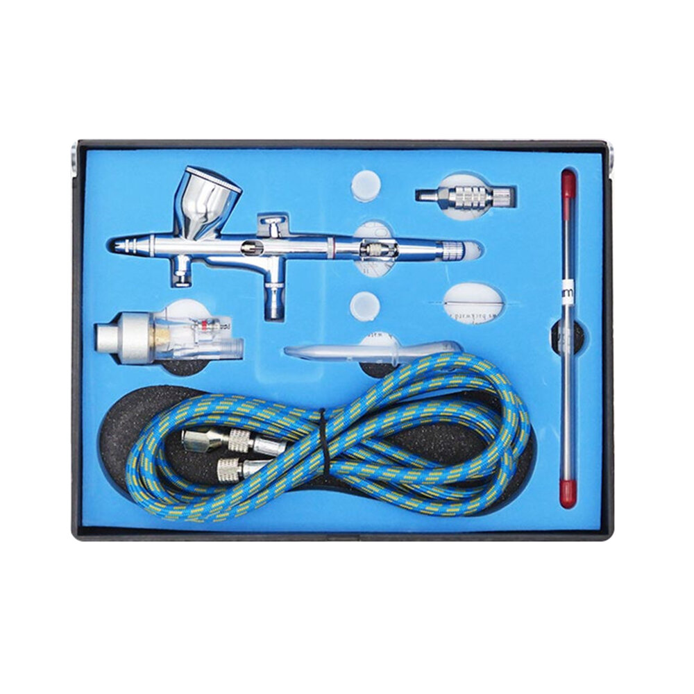 Набор для эйрбруша с гравитационным питанием двойного действия с иглами и соплами 0.2mm/0.3mm/0.5mm, чашей для жидкости 9cc, для моделирования, покраски, татуажа, украшения тортов, ногтей, макияжа, рабочим давлением 15~50PSI, дальностью распыления