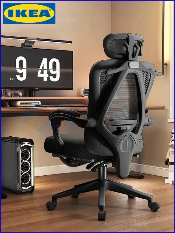 Игровое компьютерное кресло, черный матовый, черно-серый