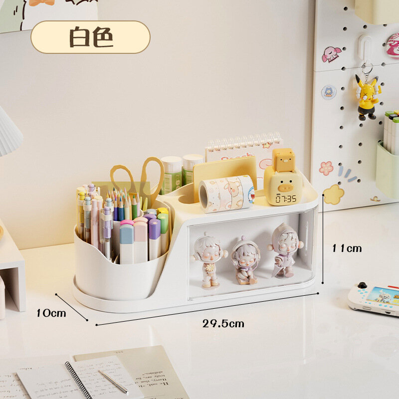 [Выбрано] Вращающийся держатель для ручек, органайзер для канцелярии, многофункциональная коробка для хранения фигурок, большая вместимость, стеллаж для хранения