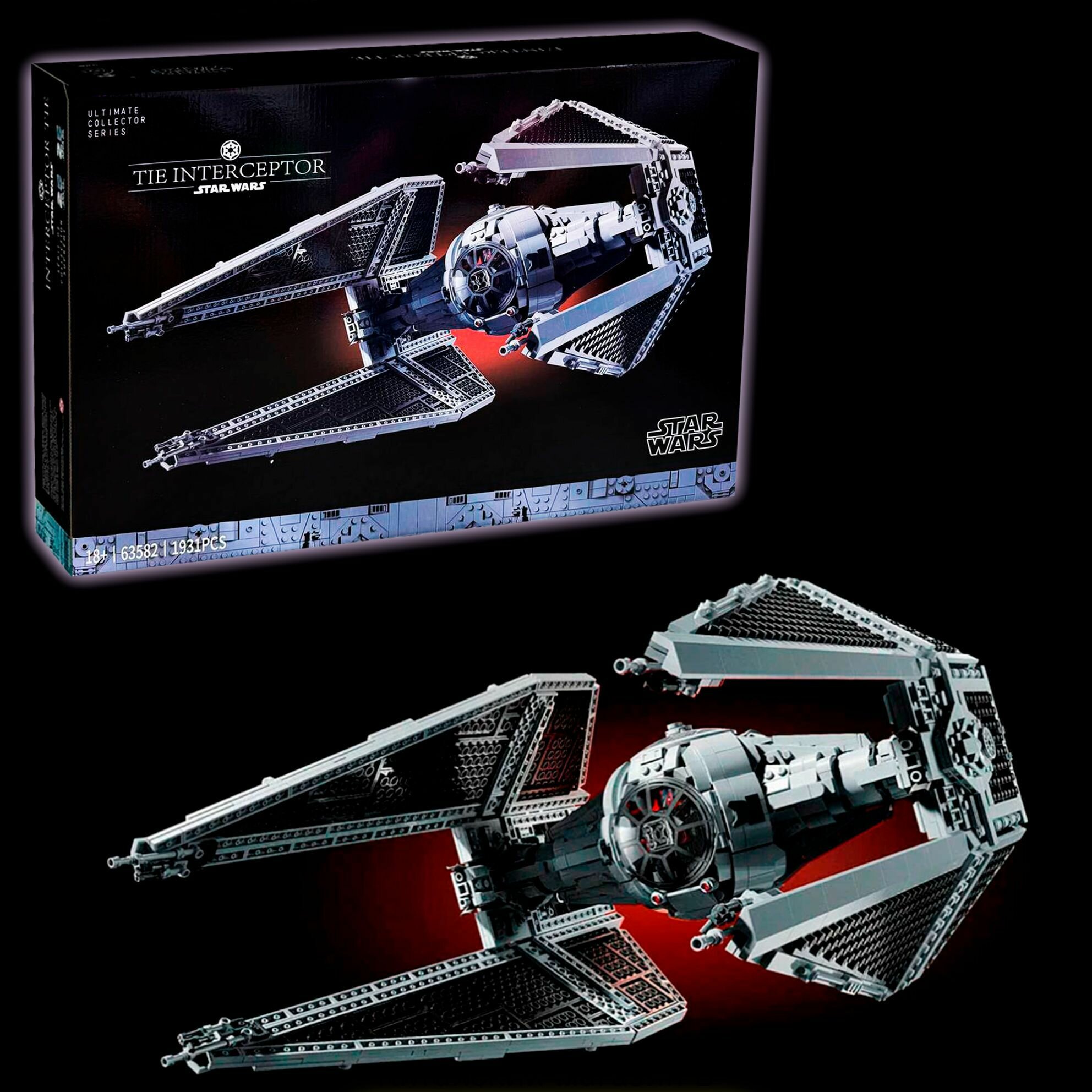 Конструктор Звездные Воины TIE перехватчик, 1931 деталь, совместим с Star Wars 75382 Спутник