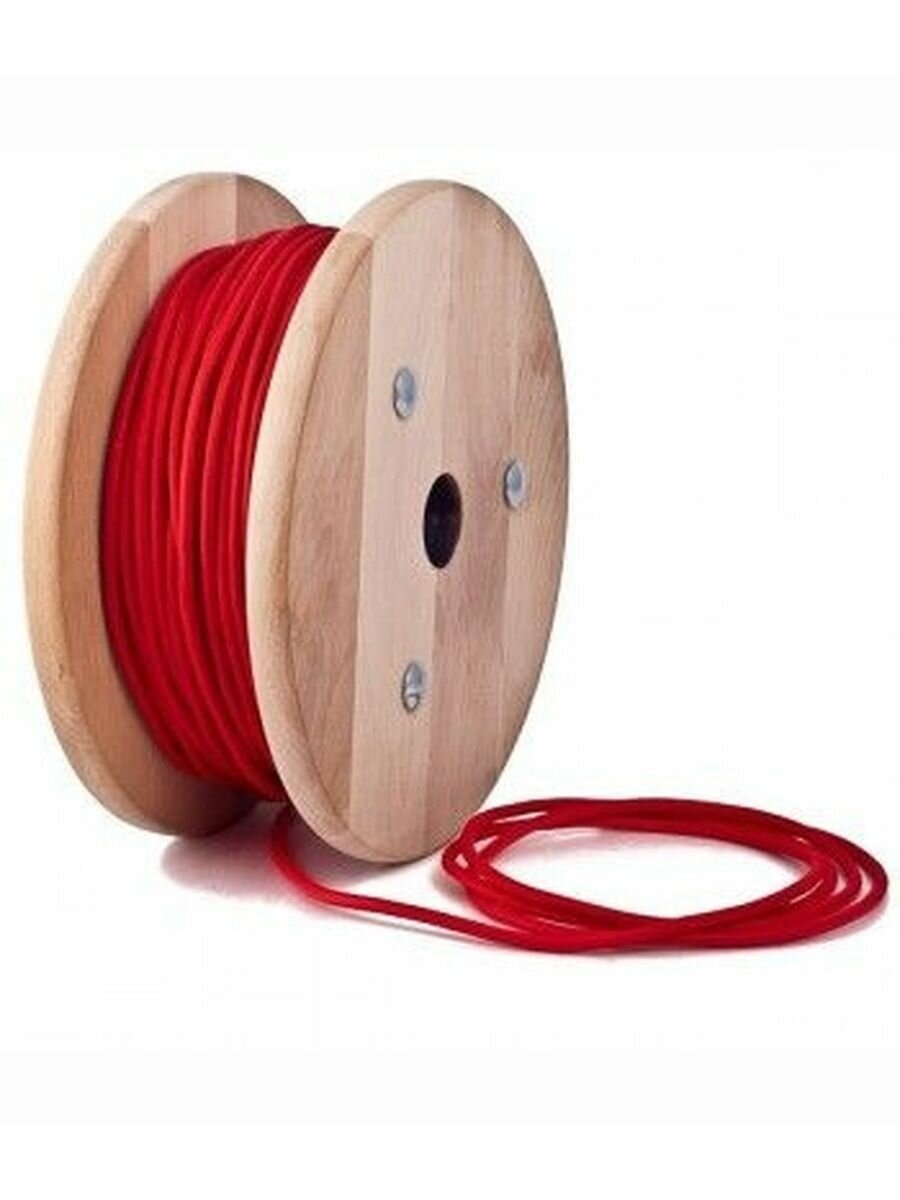 Электрический ретро провод круглый в тканевой оплетке 3х1,5, красный, 2м