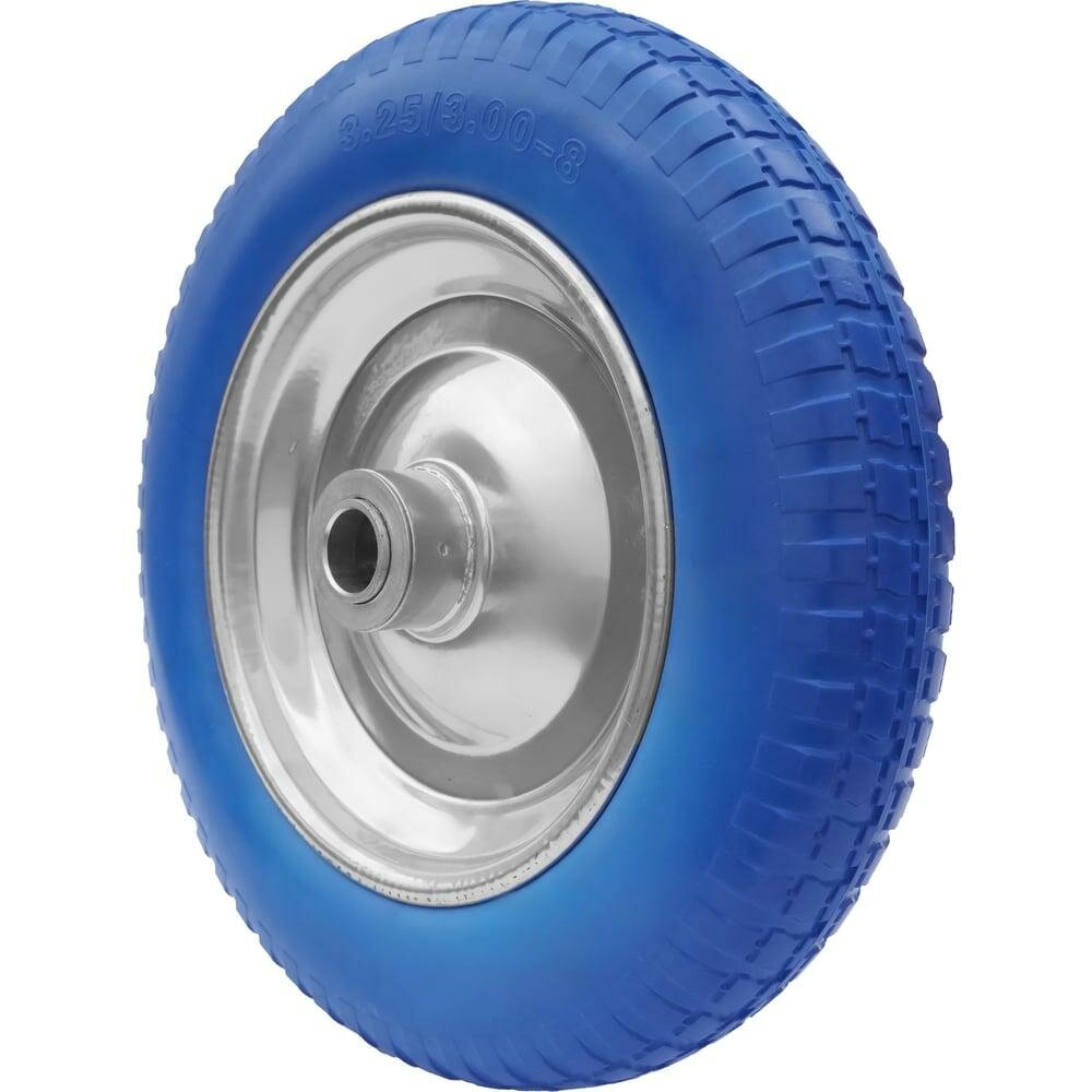 Колесо для тачки / тележки полиуретановое бескамерное 3.25/3.00-8, диаметр 350 мм, ось 25 мм, подшипник, PU 2402-25 А5 1008997
