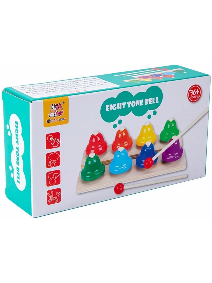 Колокольчики музыкальные "Деревянные восьмитоновые", развивающие, от 3 лет, 5.5x21.5x5.5см