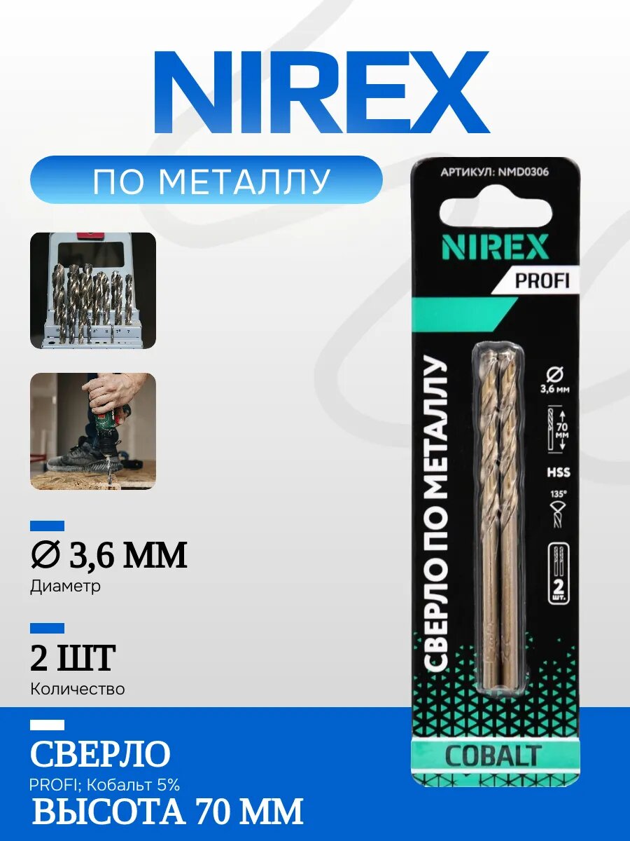 Сверла по металлу NIREX Profi Cobalt 3,6мм NMD0306