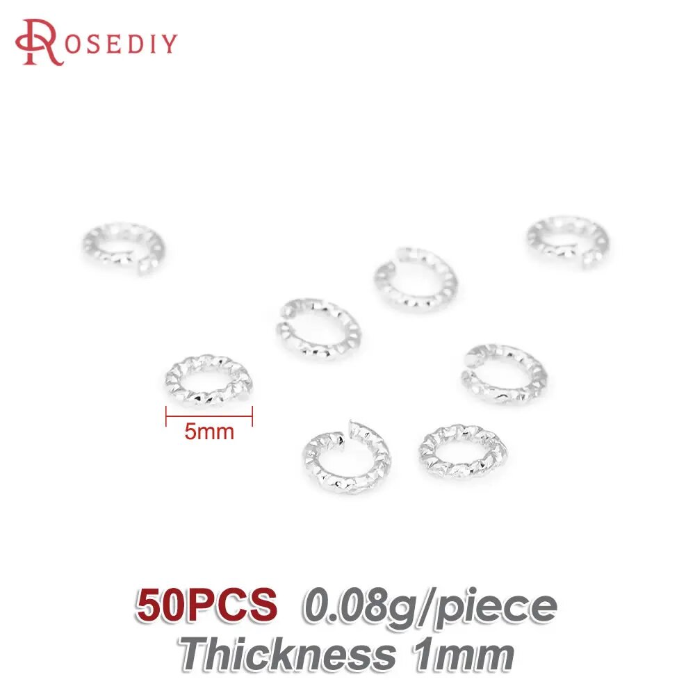 Кольца разъемные Rosediy, серебристый цвет, 5 мм, 50 шт