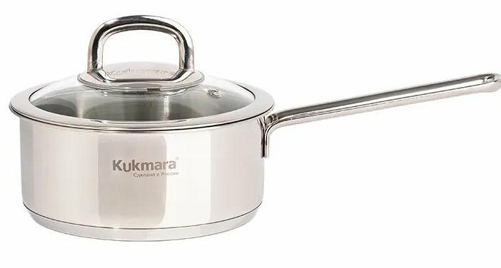 Ковш 1.2л Kukmara SF-LDL1216G Safia Ø16см, нержавеющая сталь 18/10, крышка стекло
